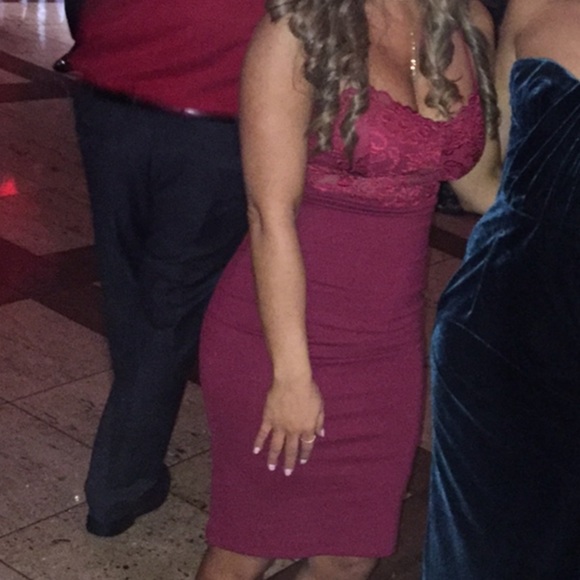 Dresses | Body On Lace Open Back Red Midi Dress Stretchy | Poshmark